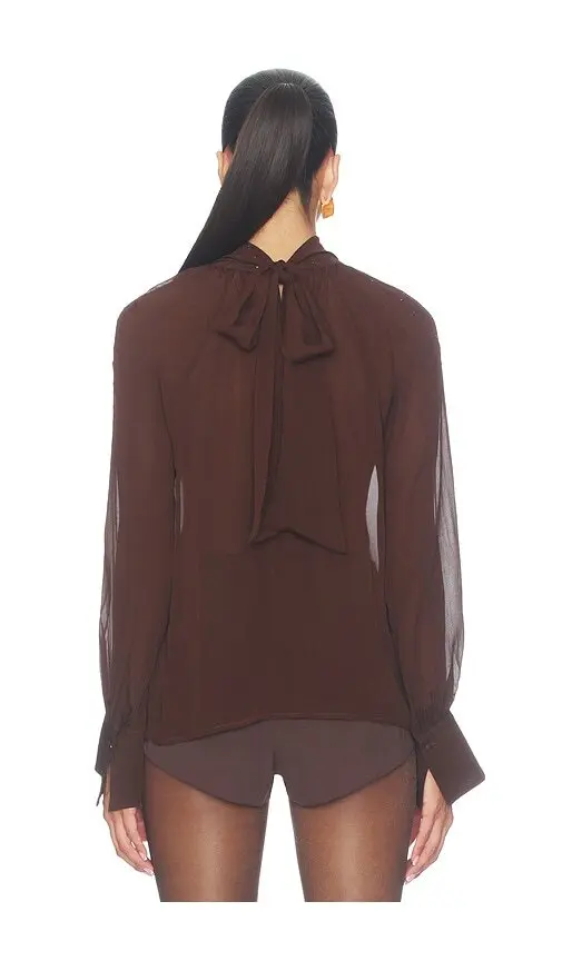 Generation Love Noor Combo Crystal Blouse In Brown - Espresso