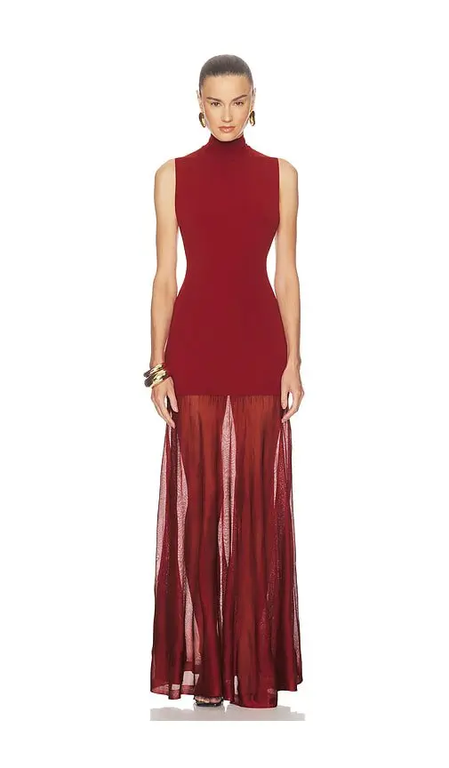 SRG Kera Mock Neck Knit Gown In Red