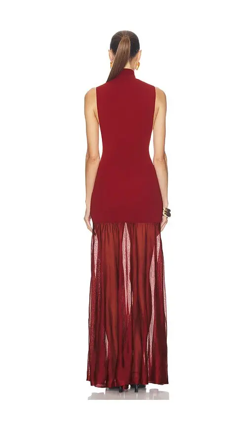 SRG Kera Mock Neck Knit Gown In Red