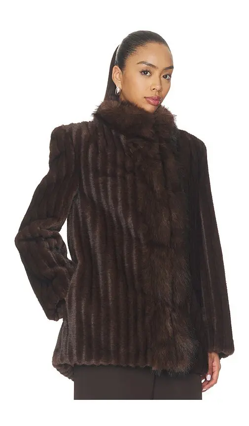 DUCIE Sienna Fur Jacket In Brown