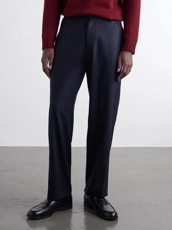 Boglioli Straight-leg Woven Virgin Wool Trousers - Blue