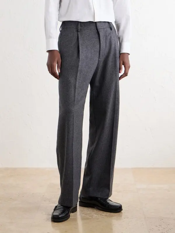 Nn07 Kay 10073 Straight-leg Pleated Herringbone Wool-blend Trousers