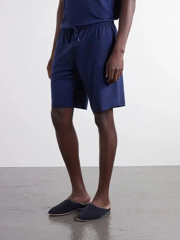 Derek Rose London Printed Stretch-modal Jersey Drawstring Pyjama Shorts - Blue