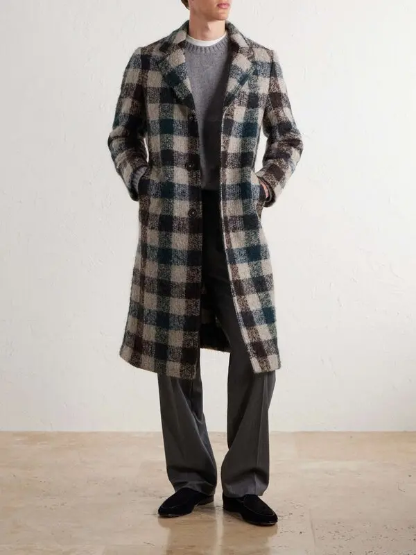 Massimo Alba Mercury Checked Brushed Wool-blend Coat