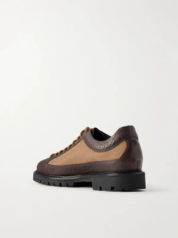 Aimé Leon Dore Field Textured Leather-trimmed Mesh Hiking Boots - Brown
