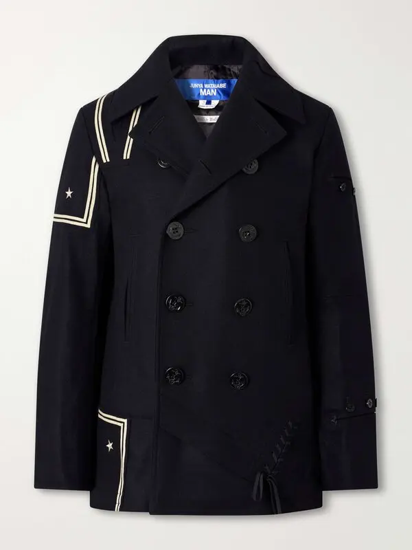 Junya Watanabe Double-breasted Appliquéd Wool-blend Felt Coat