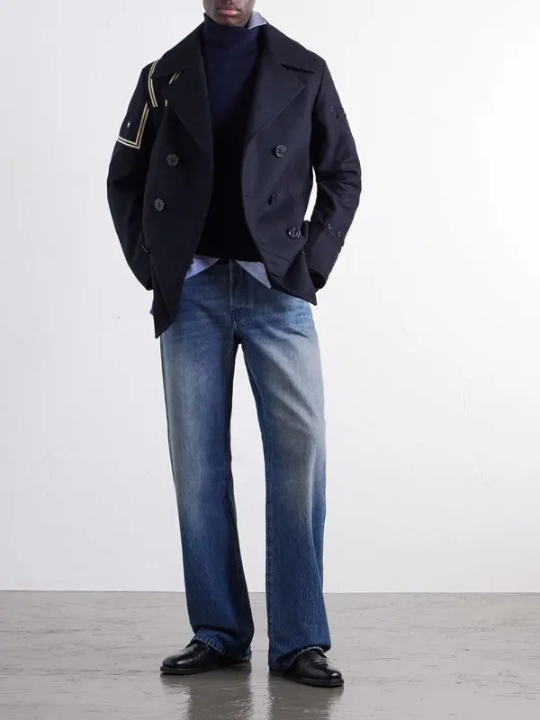 Junya Watanabe Double-breasted Appliquéd Wool-blend Felt Coat