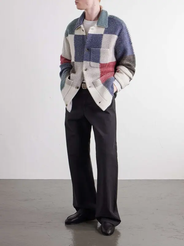 Aimé Leon Dore Patchwork Intarsia-knit Wool-blend Jacket