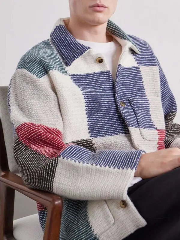 Aimé Leon Dore Patchwork Intarsia-knit Wool-blend Jacket