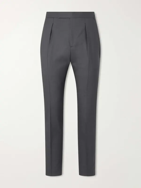 Thom Sweeney Tapered Pleated Wool-twill Suit Trousers - Gray