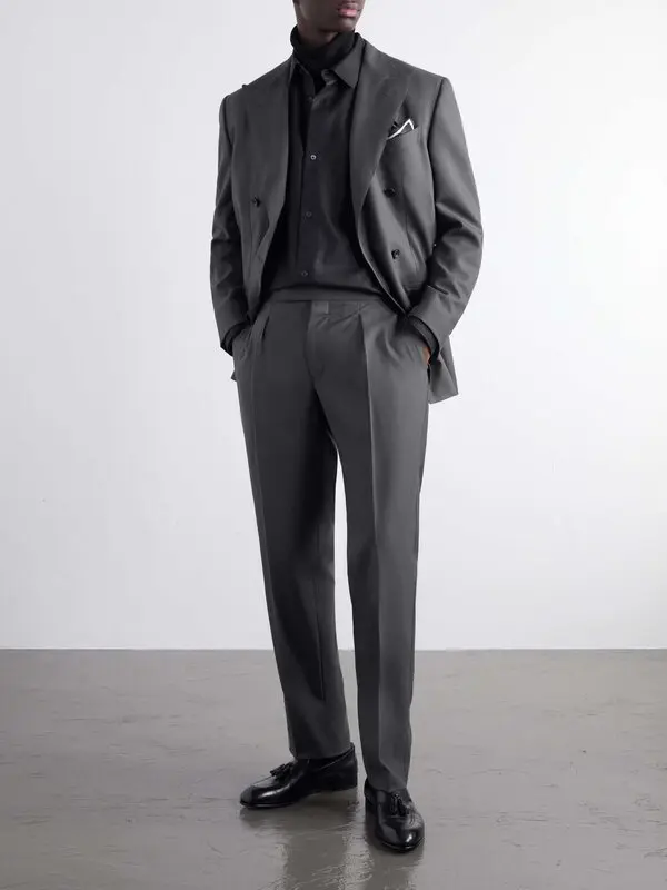 Thom Sweeney Tapered Pleated Wool-twill Suit Trousers