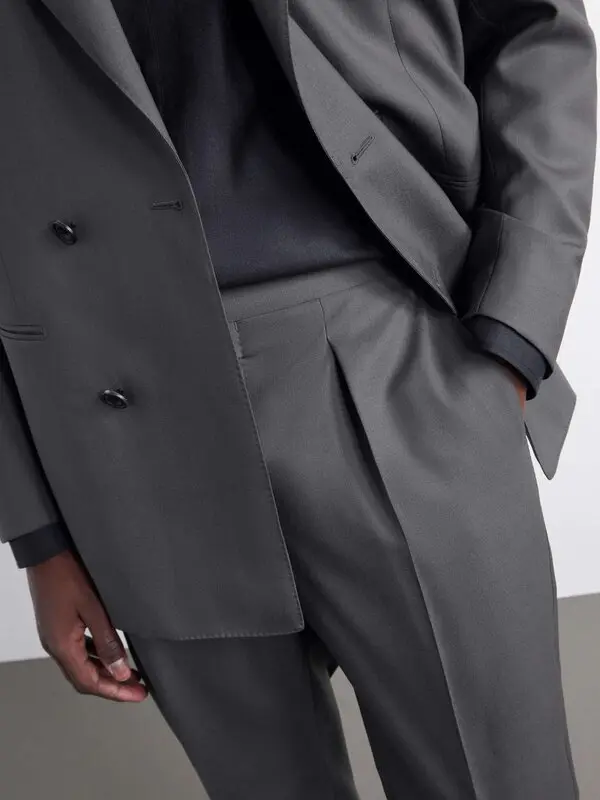 Thom Sweeney Tapered Pleated Wool-twill Suit Trousers