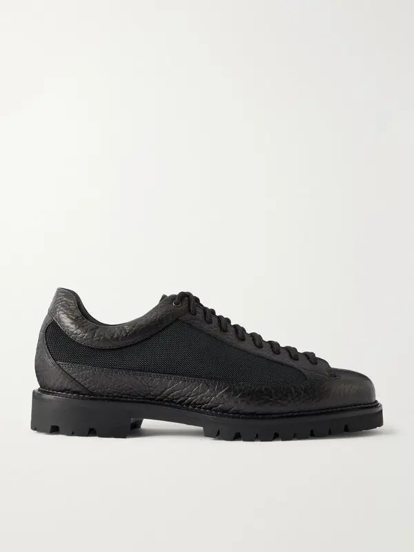 Aimé Leon Dore Field Textured Leather-trimmed Mesh Hiking Boots - Black