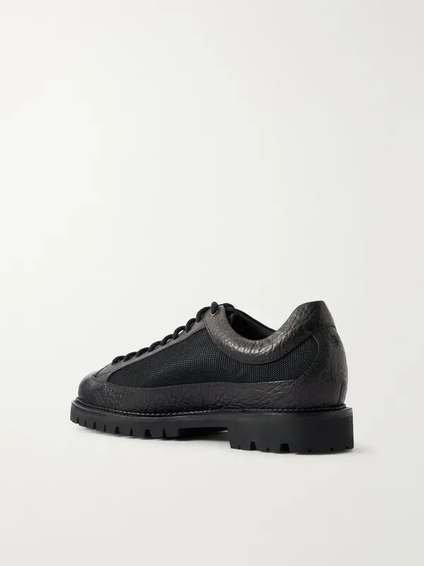 Aimé Leon Dore Field Textured Leather-trimmed Mesh Hiking Boots - Black