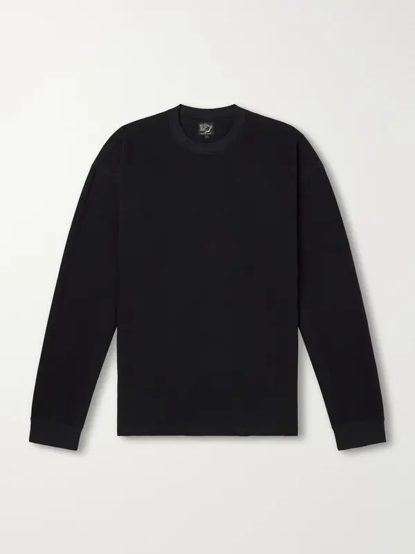ORSLOW Waffle-knit Cotton T-shirt - Black