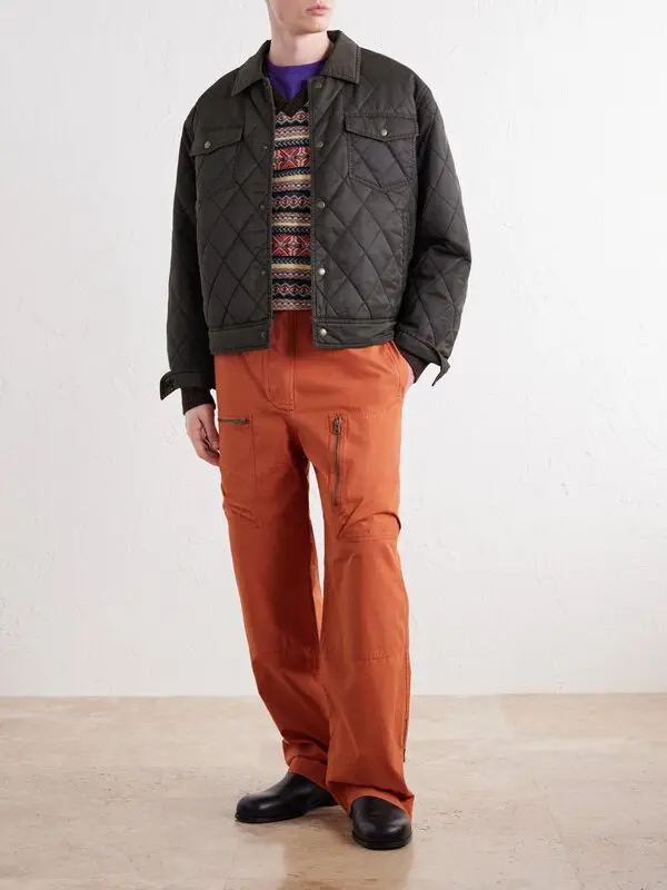 Aimé Leon Dore Aviator Straight-leg Cotton-canvas Trousers - Orange