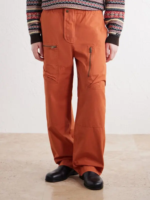 Aimé Leon Dore Aviator Straight-leg Cotton-canvas Trousers - Orange