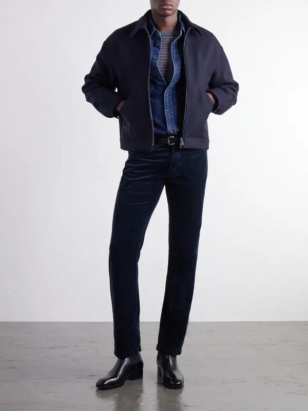 Massimo Alba Straight-leg Cotton-velvet Trousers - Blue