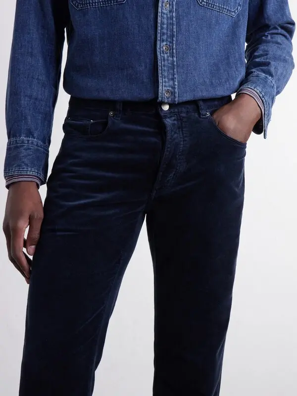 Massimo Alba Straight-leg Cotton-velvet Trousers - Blue
