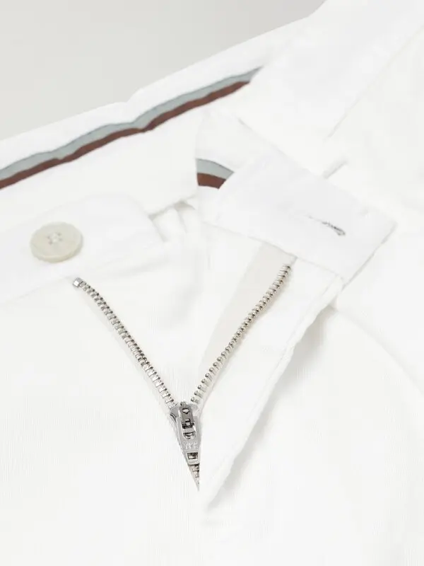 Canali Tapered Pleated Cotton-twill Trousers - Neutrals