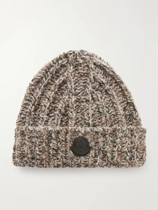 Moncler Ribbed Wool-blend Beanie - Brown