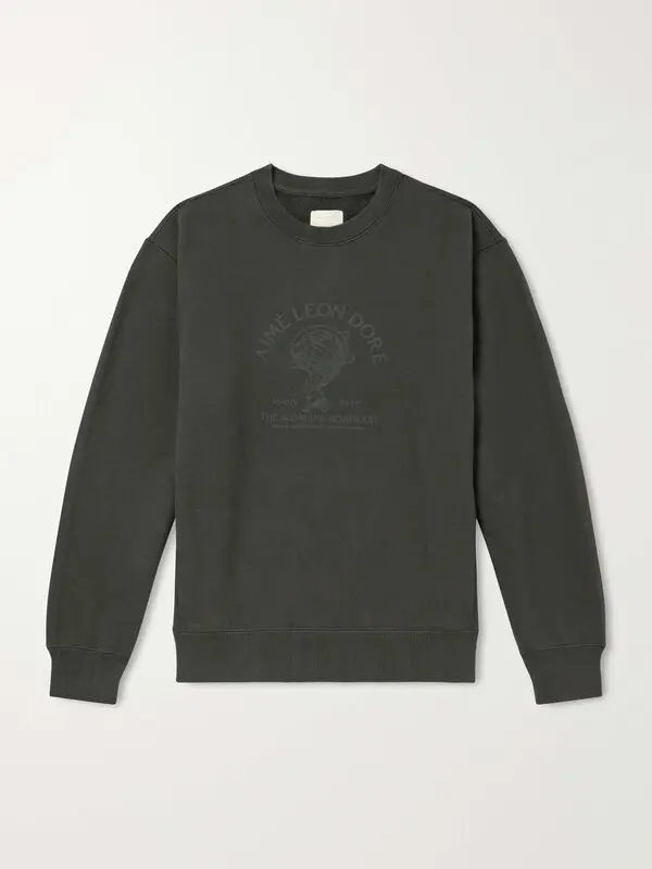 Aimé Leon Dore Atlas Logo-printed Cotton-jersey Sweater - Green
