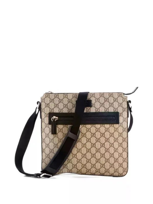 Gucci Front Zip Messenger Gg Coated Canvas Medium Crossbody Bag