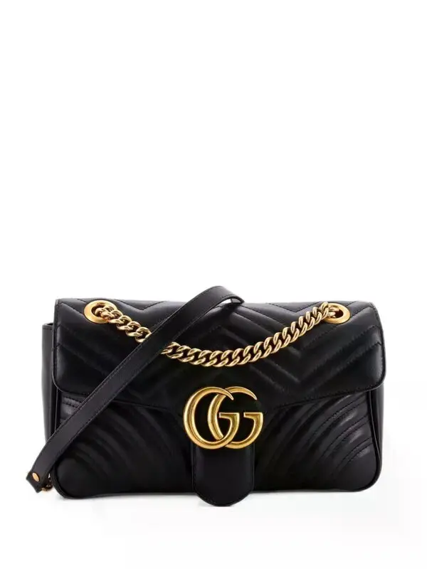 Gucci Gg Marmont Flap Bag Matelasse Leather Small Crossbody Bag - Black