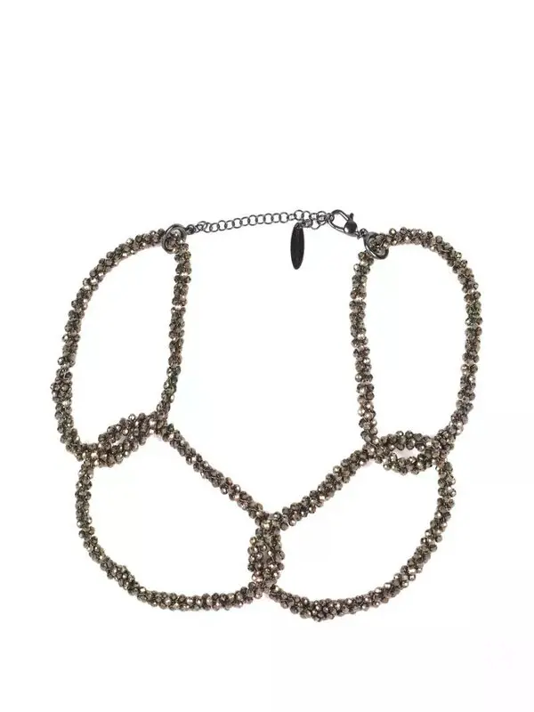 Brunello Cucinelli Pyrite-beaded Choker Necklace - Grey