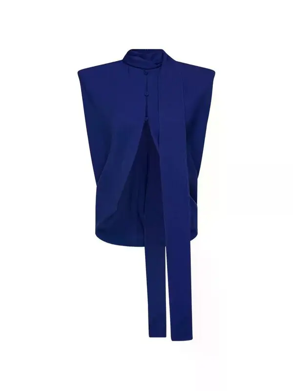 MUGLER Asymmetric Scarf-detail Top - Blue