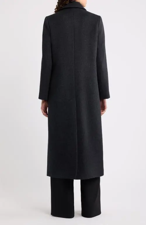 Vince Long Double Breasted Wool & Cashmere Blend Maxi Coat - Charcoal