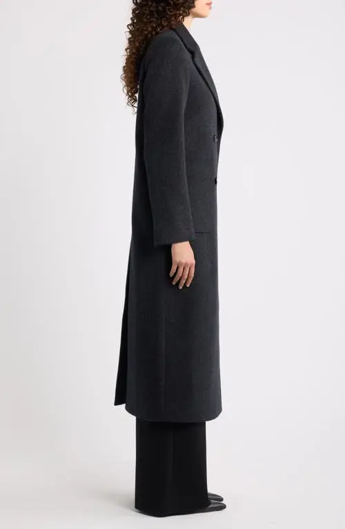 Vince Long Double Breasted Wool & Cashmere Blend Maxi Coat - Charcoal