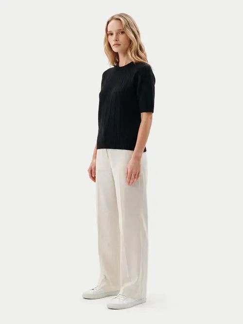 Gobi Cashmere Cashmere Short-sleeve Cable Sweater