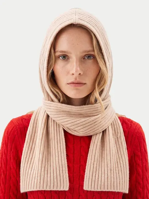 Gobi Cashmere Cashmere Rib-knit Hood - Beige