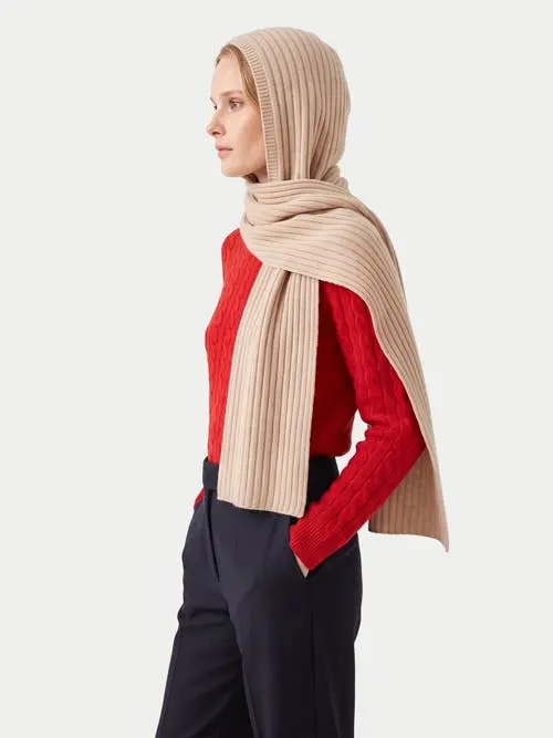 Gobi Cashmere Cashmere Rib-knit Hood - Beige