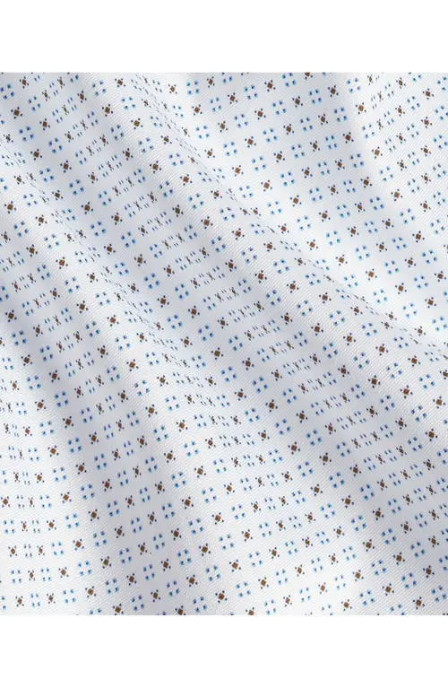 David Donahue Regular Fit Micro Neat Print Dress Shirt - White/chocolate