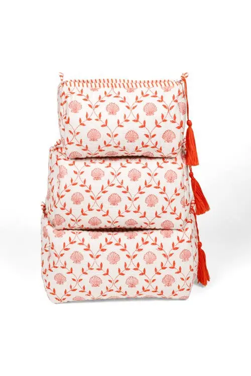 INNER CHILD Seashell Blockprint Makeup Bag