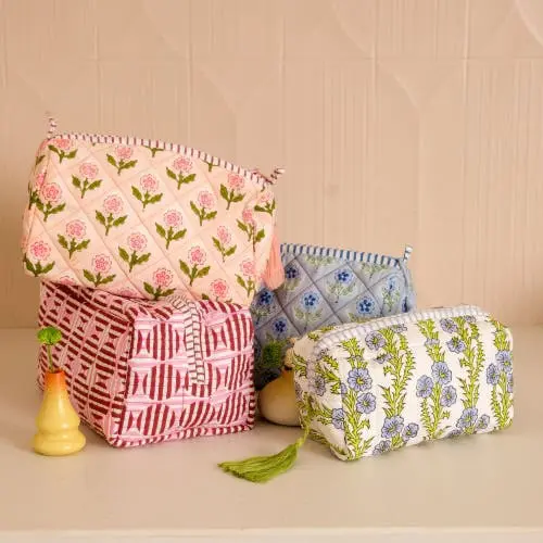 INNER CHILD Mona Blockprint Makeup Bag
