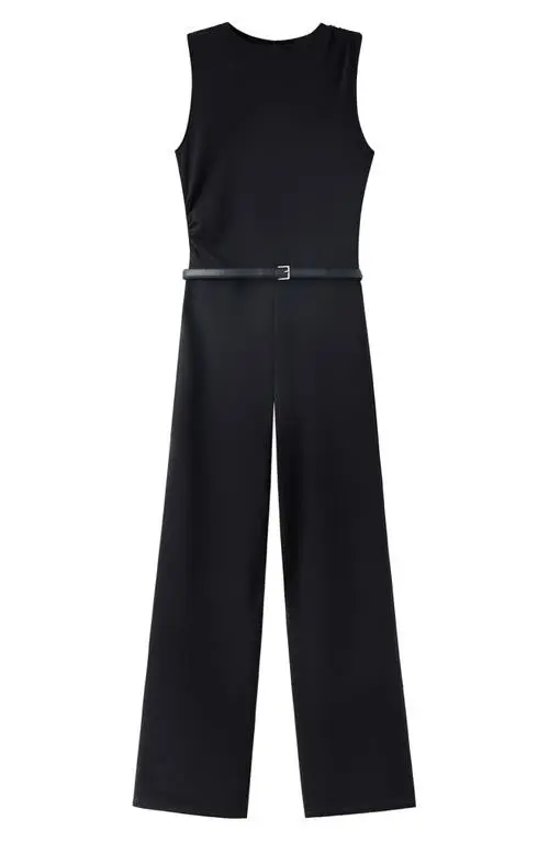 Mango Belted Ruched Jumpsuit - Black