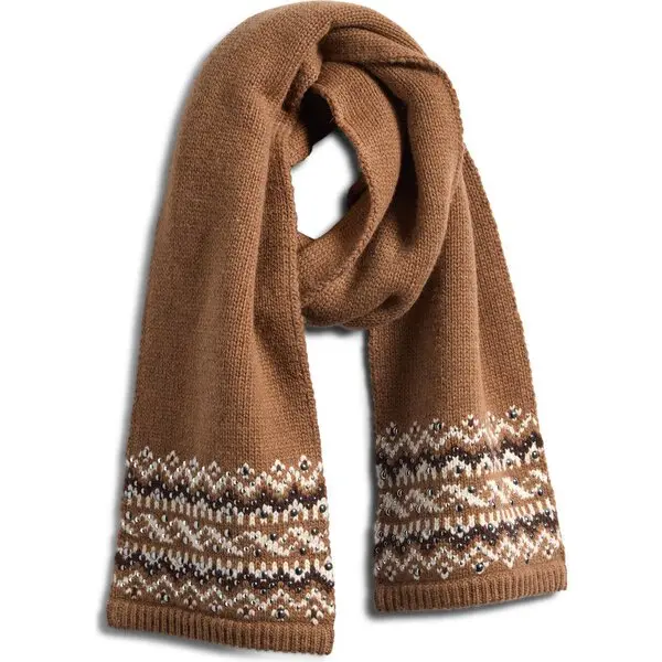 Rag & Bone Fallon Stud Fair Isle Wool Blend Scarf - Camel Multi