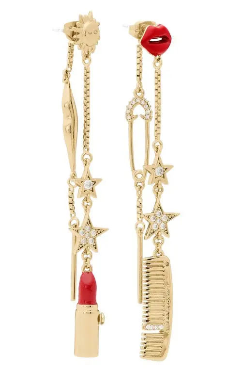 Kate Spade New York Caviar And Crimson Mismatched Linear Earrings