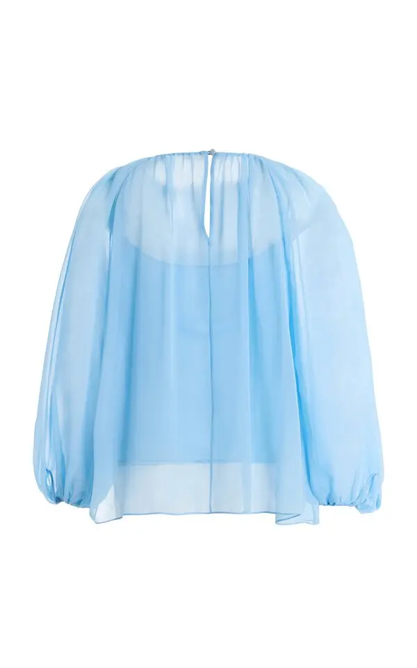 Oscar De La Renta Draped Silk-chiffon Blouse