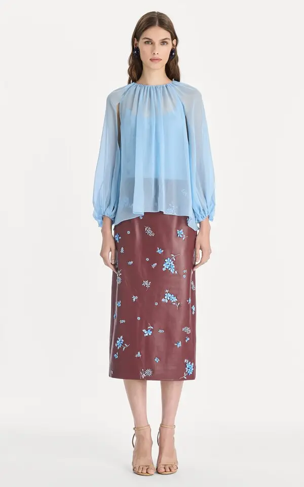 Oscar De La Renta Draped Silk-chiffon Blouse
