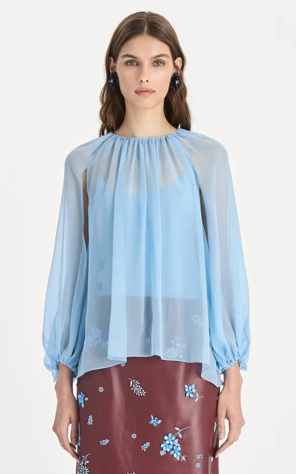 Oscar De La Renta Draped Silk-chiffon Blouse