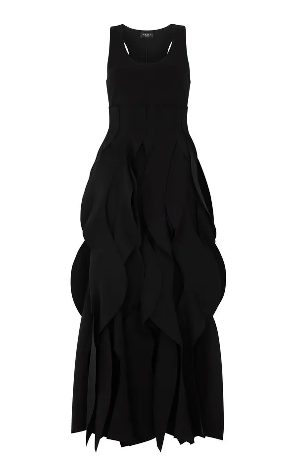 A.W.A.K.E. Mode Sculped Flared Stretch Crepe Maxi Dress - Black