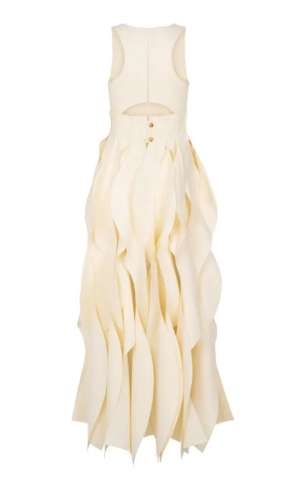 A.W.A.K.E. Mode Sculped Flared Stretch Crepe Maxi Dress