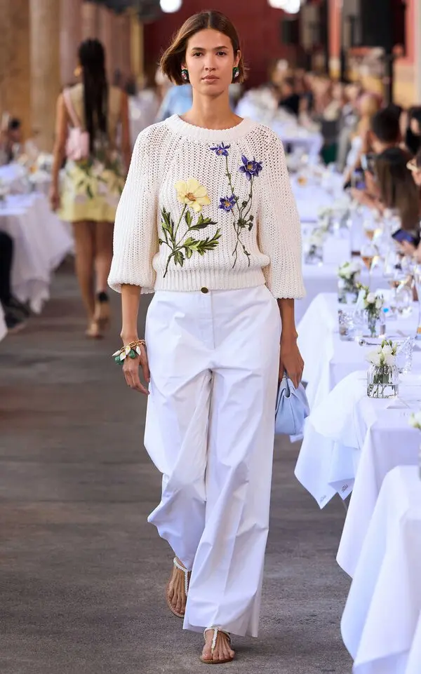 Oscar De La Renta Mid-rise Stretch-cotton Twill Wide-leg Pants