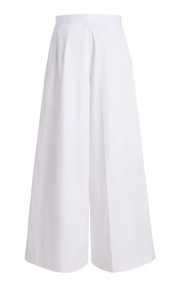 Oscar De La Renta Mid-rise Stretch-cotton Twill Wide-leg Pants