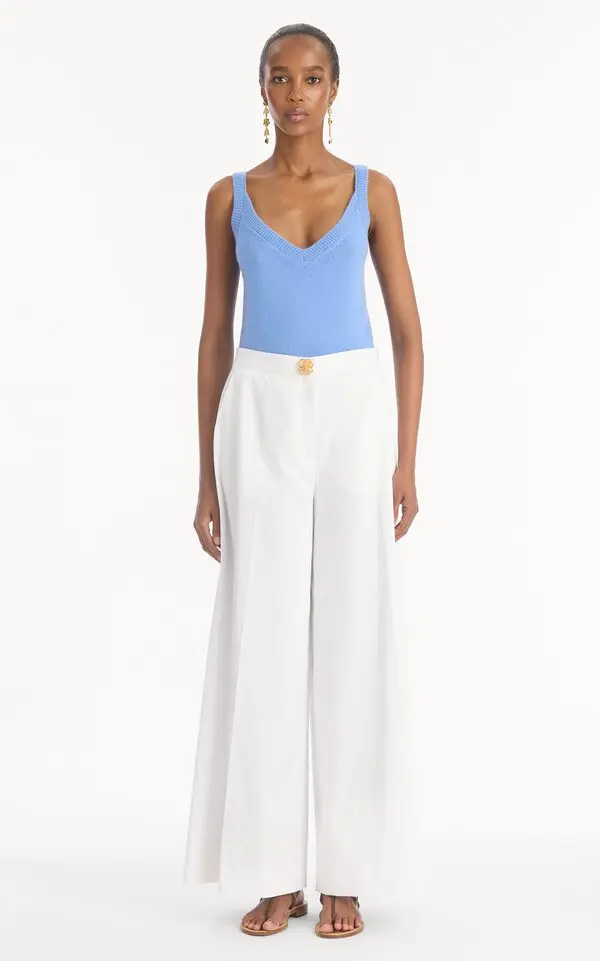 Oscar De La Renta Mid-rise Stretch-cotton Twill Wide-leg Pants