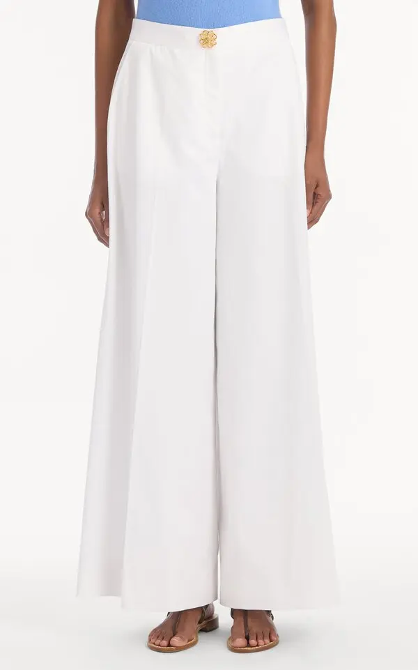 Oscar De La Renta Mid-rise Stretch-cotton Twill Wide-leg Pants